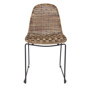 WOOOD stoel West per 2 stuks metaal onderstel wicker bruin gemêleerd ...