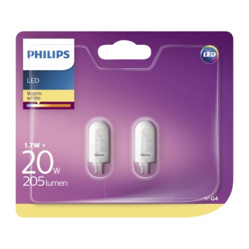 Philips LED capsule G4 1,7=(20W) 205lm warm wit 2st. | Karwei