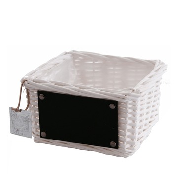 Witte wilgen mand met krijtbord 20x20 cm kopen? Bloempotten ...