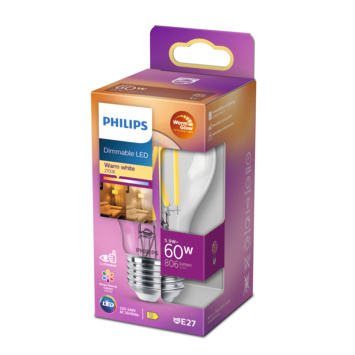 Philips LED peer E27 60W filament helder warmglow dimbaar kopen? alle-lampen | Karwei