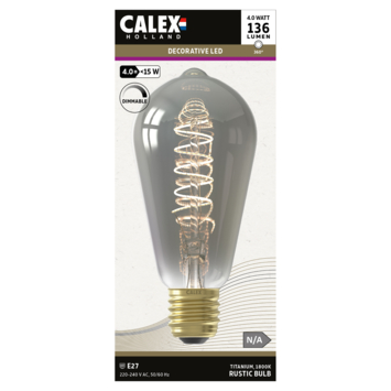 Calex LED-filament edison E27 4W titanium dimbaar | Karwei