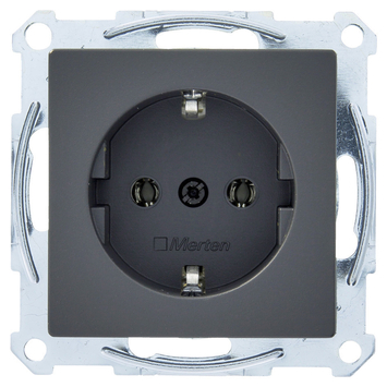 Schneider Merten System-M Enkel Geaard Stopcontact Antraciet | Karwei