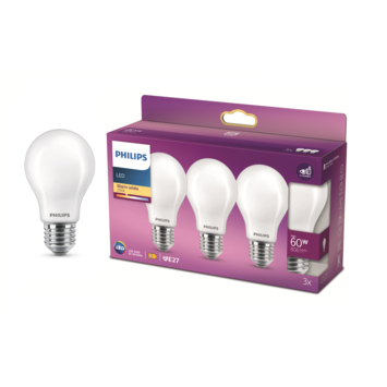 Philips LED peer E27 60W 3 stuks mat niet dimbaar kopen? led-lampen | Karwei