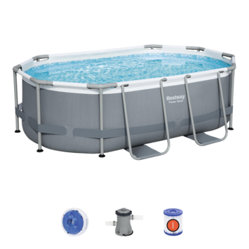 Bestway Zwembad Power Steel Ovaal 305 X 200 X 84 Cm Grijs Met Pomp Karwei